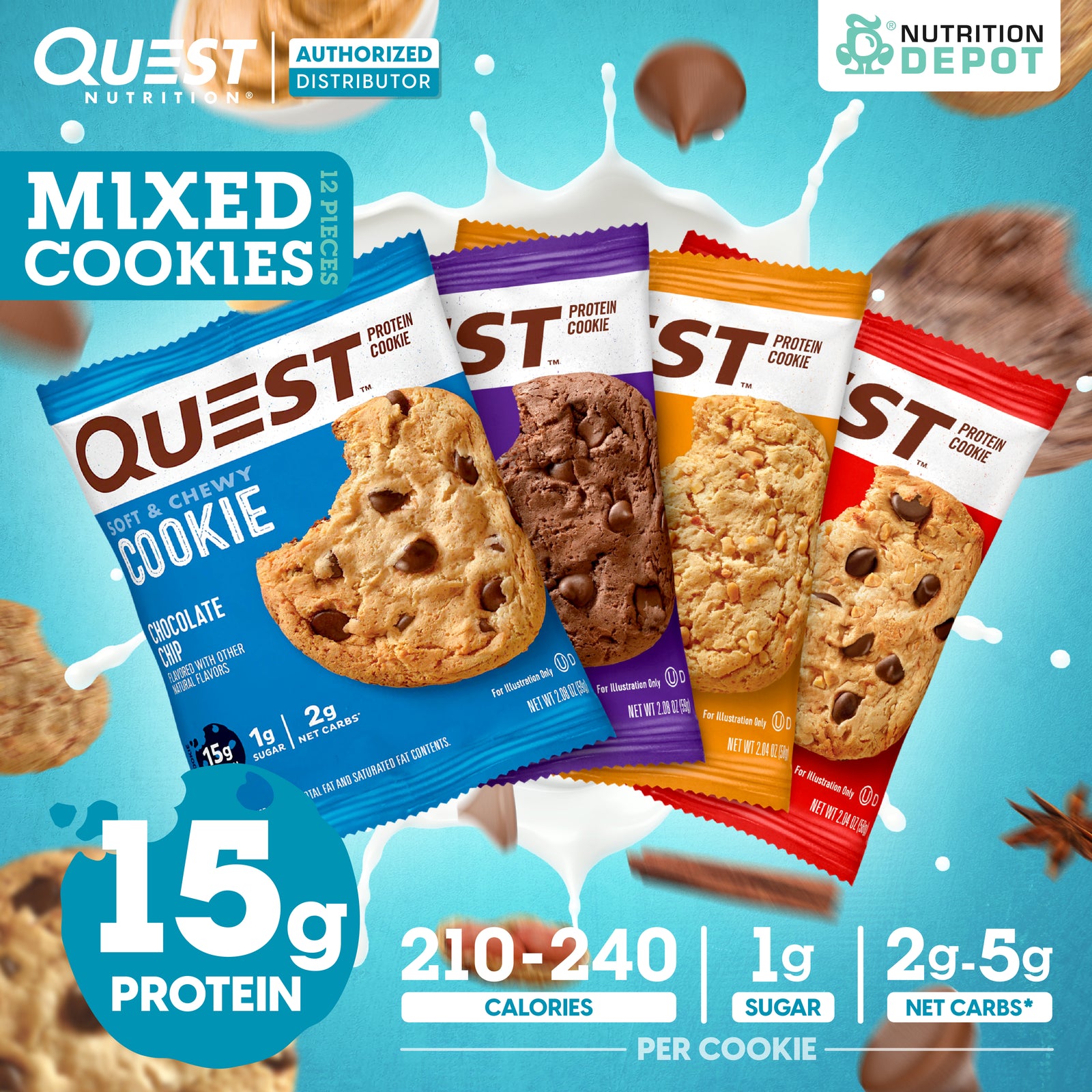Quest Protein Cookie - Mixed Flavor 12 Pieces (คละรส 12 ชิ้น)