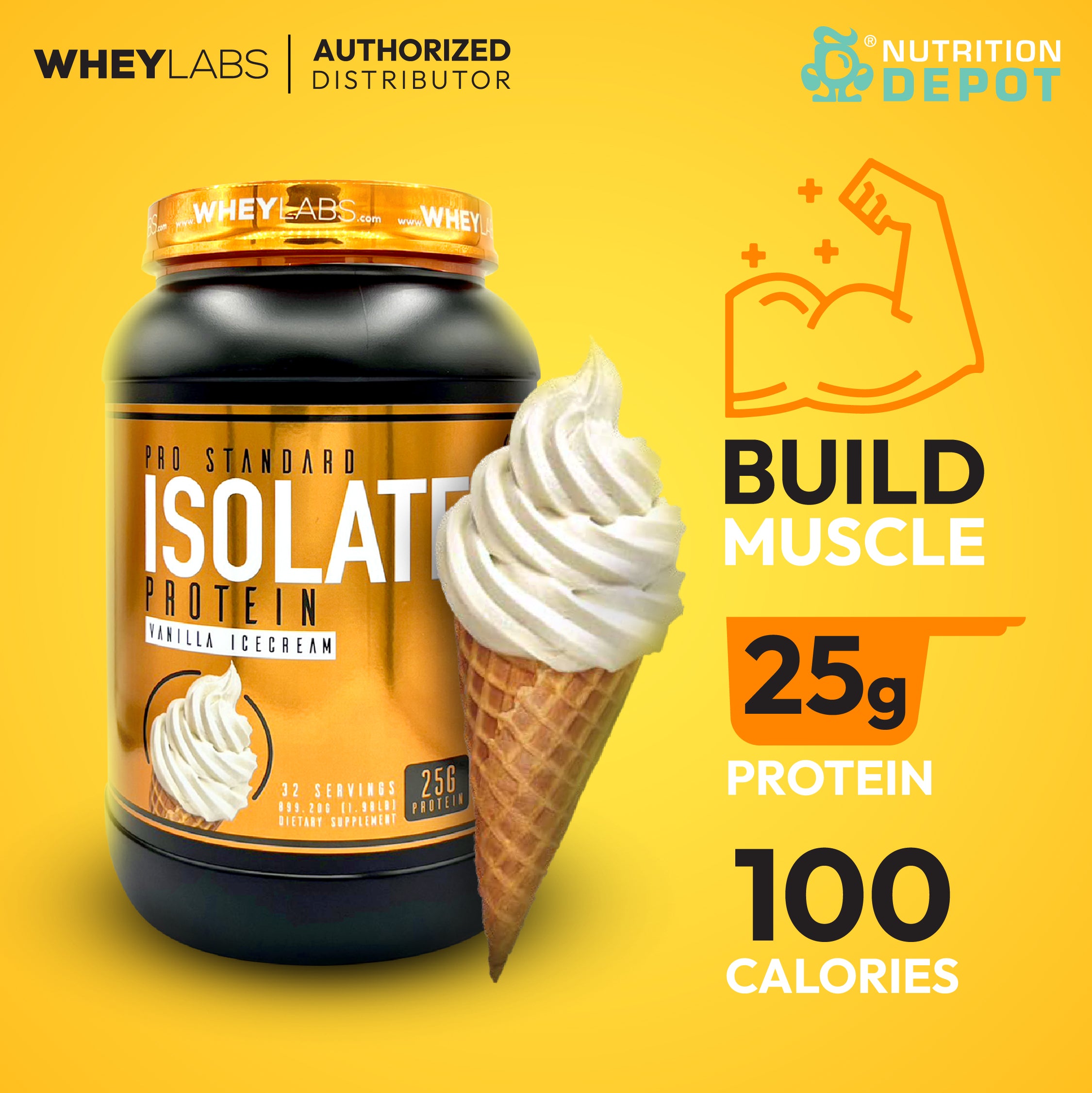 Whey Labs 100% Isolate Whey Protein 2 lbs - Vanilla Ice Cream เวย์โปรต