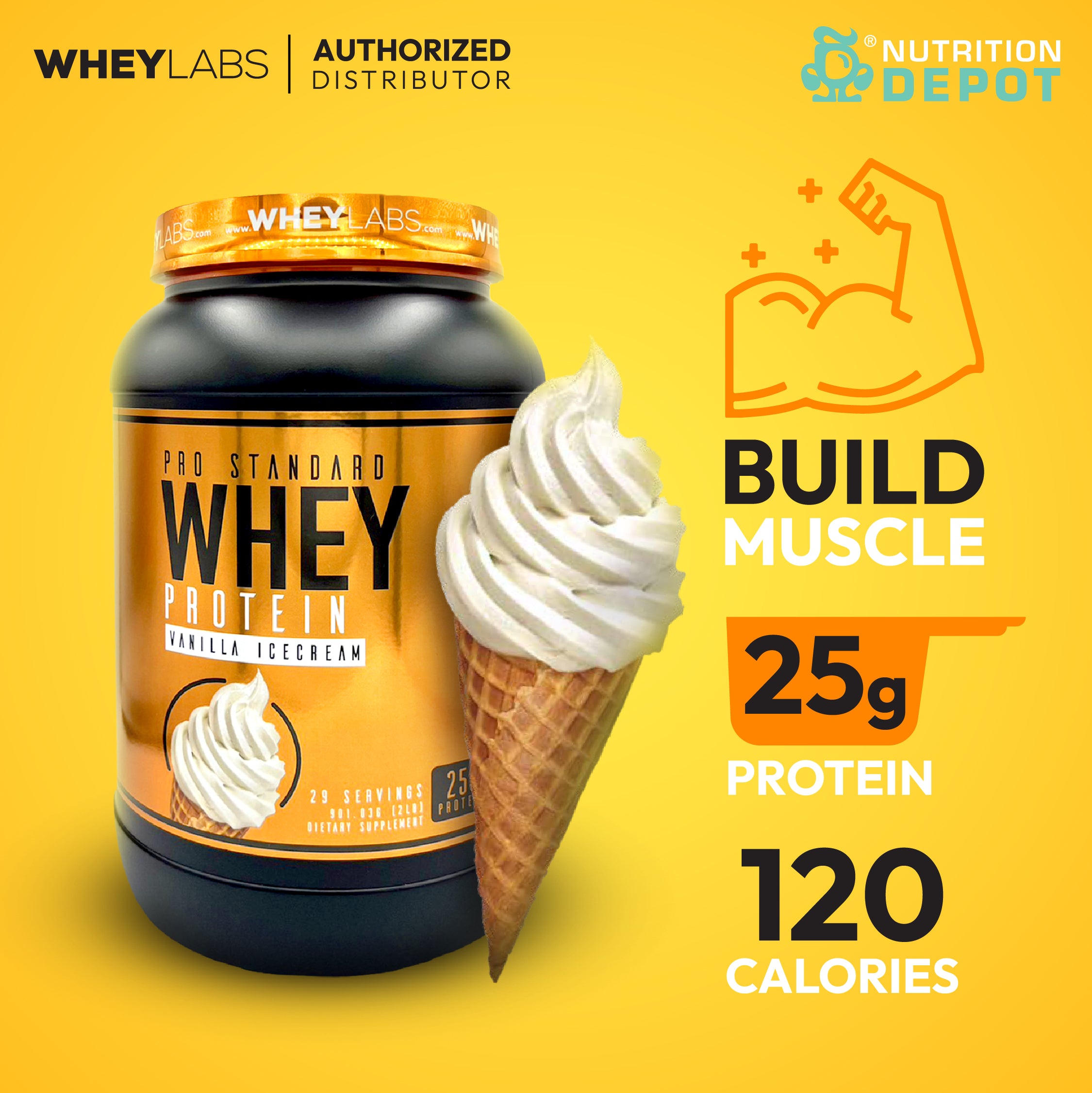Whey Labs 100% Whey Protein 2 lbs - Vanilla Ice Cream เวย์โปรตีนเสริมส